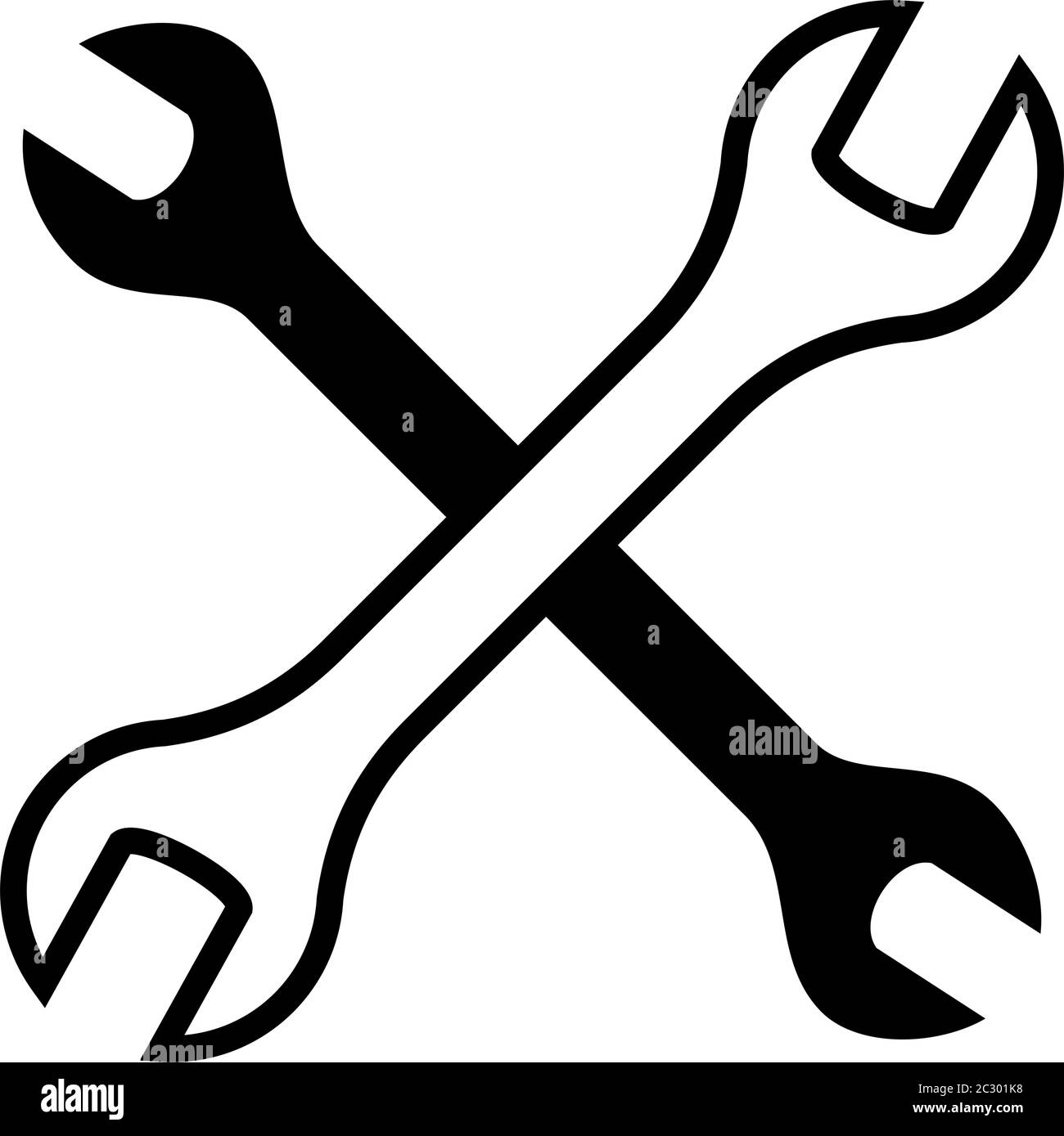 Open End Wrench Icon, Spanner Vector Art Illustration Stock Vector ...