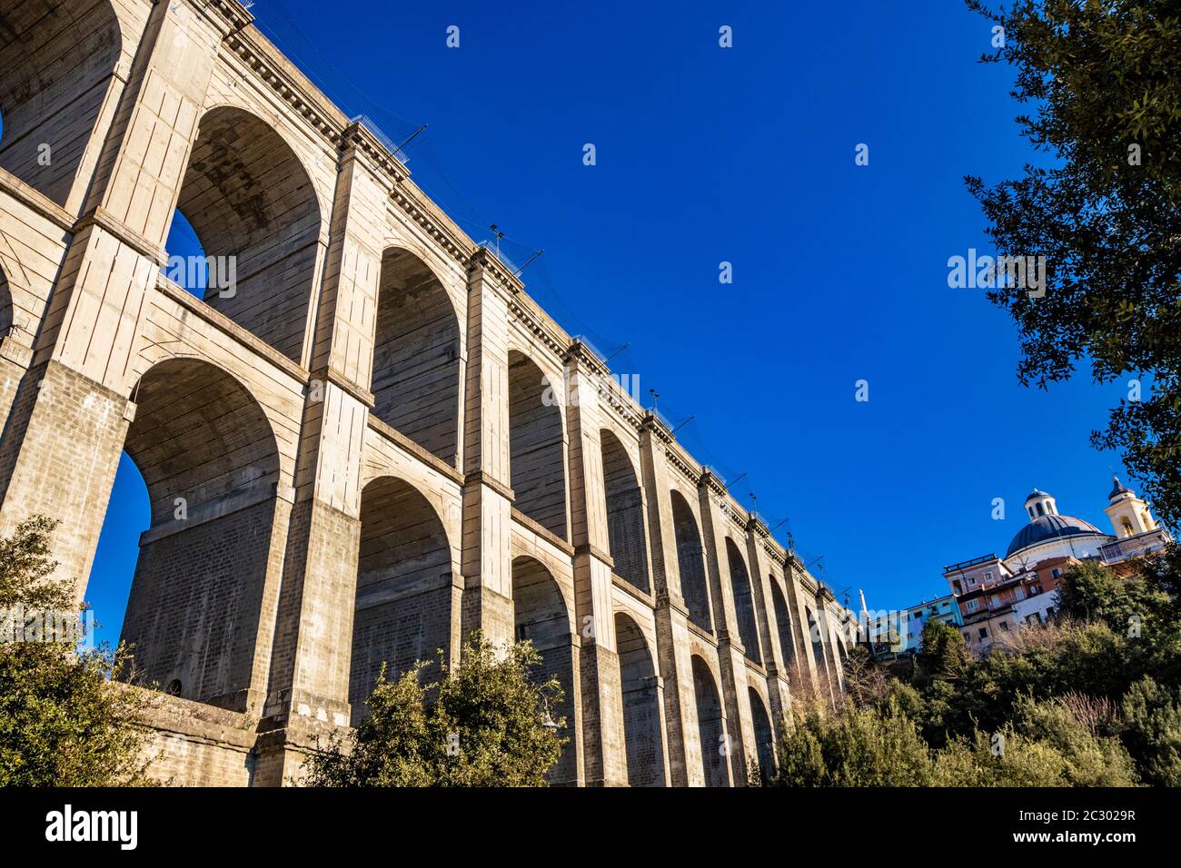 the monumental bridge of Ariccia with the dome of the church of Santa ...