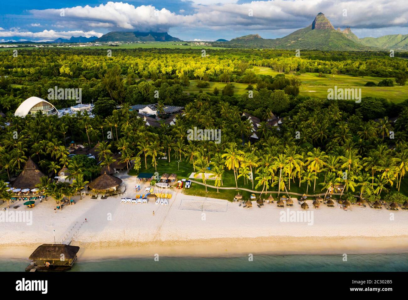 Trees at flic en flac beach mauritius hi-res stock photography and ...