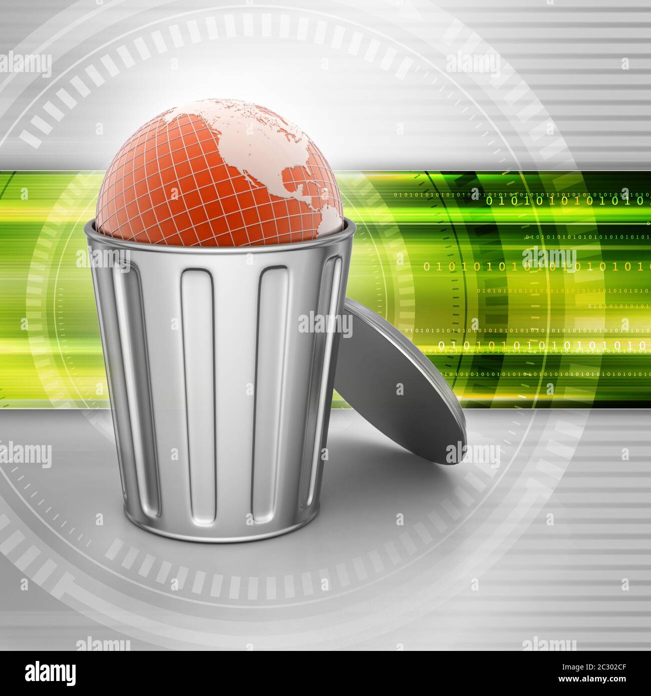 Globe in trash bin Stock Photo - Alamy