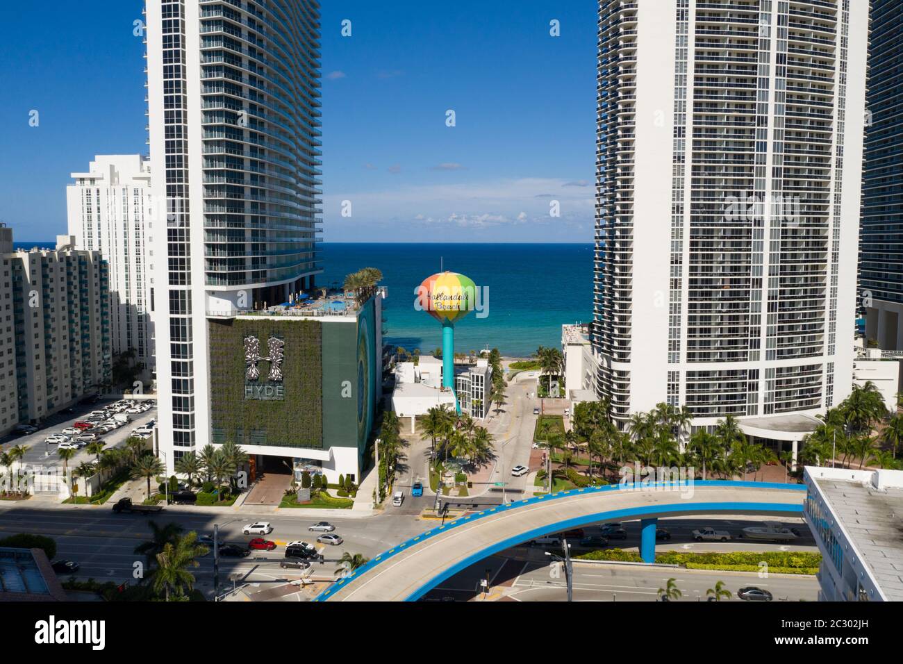 Aerial photo Hallandale Beach Water Tower colorful painted Stock Photo ...