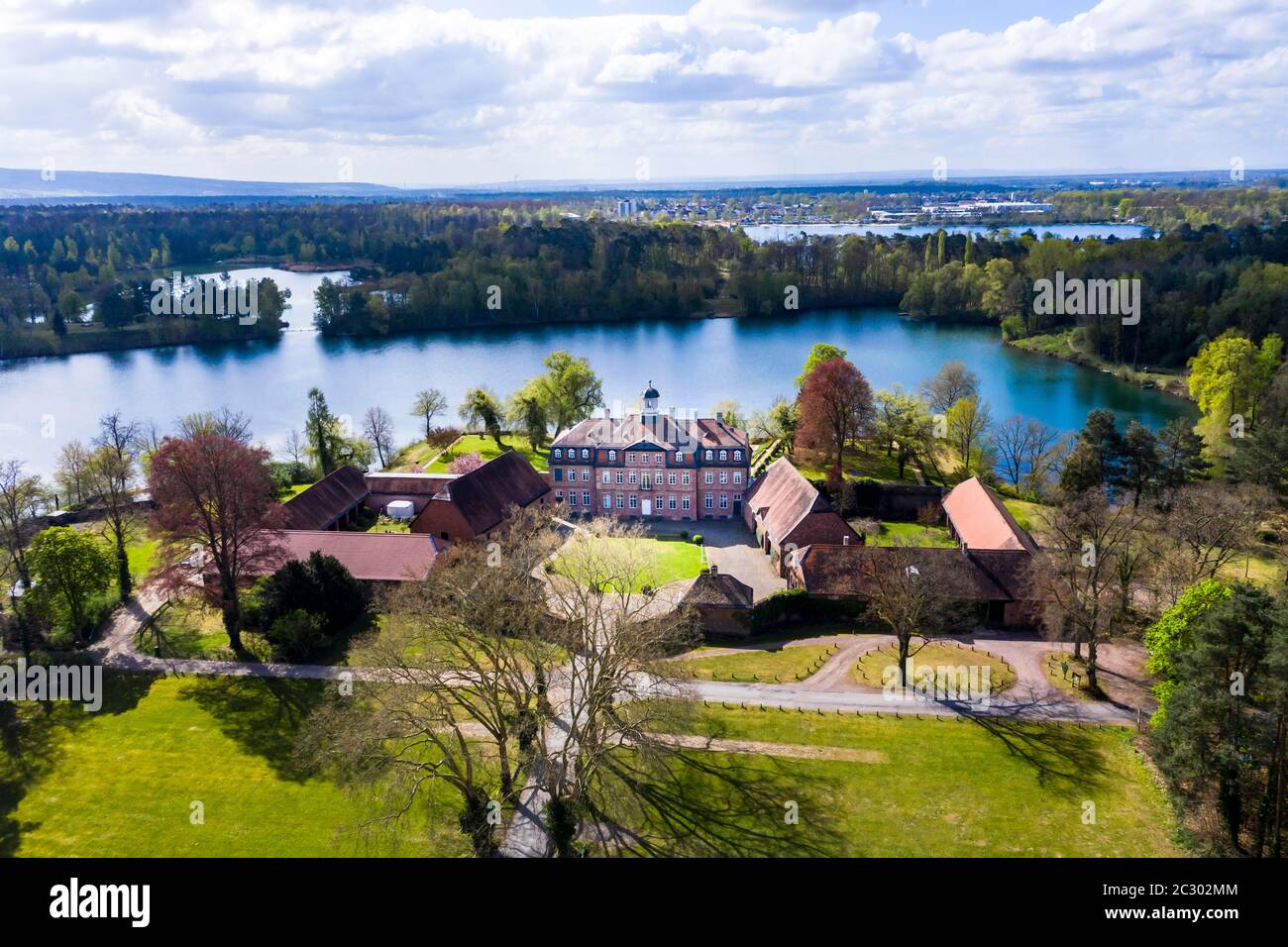 Aerial photos, Emmerichshofen Castle on the Kahler Lake District ...