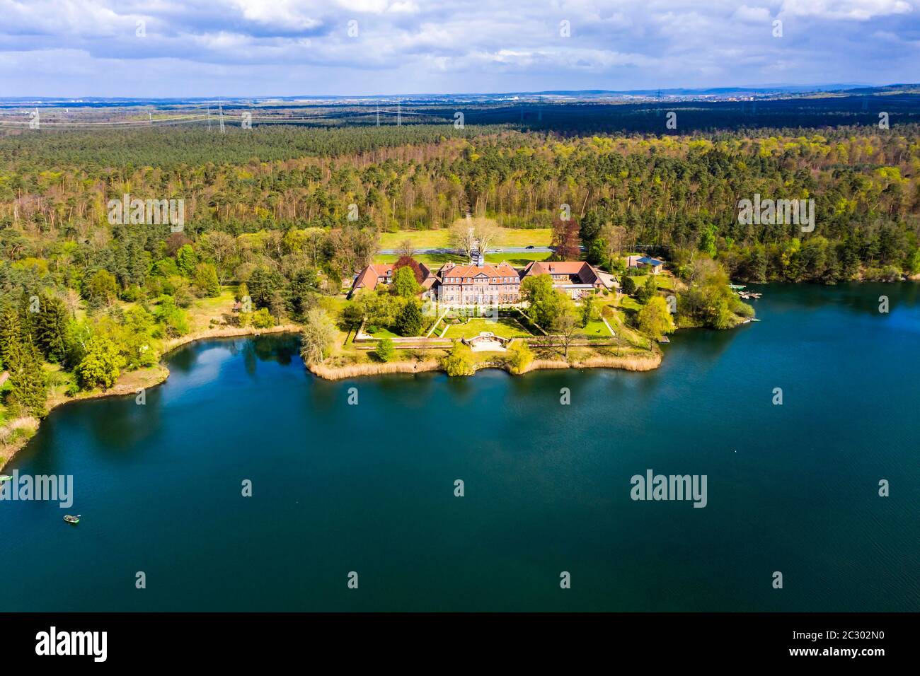 Aerial photos, Emmerichshofen Castle on the Kahler Lake District ...