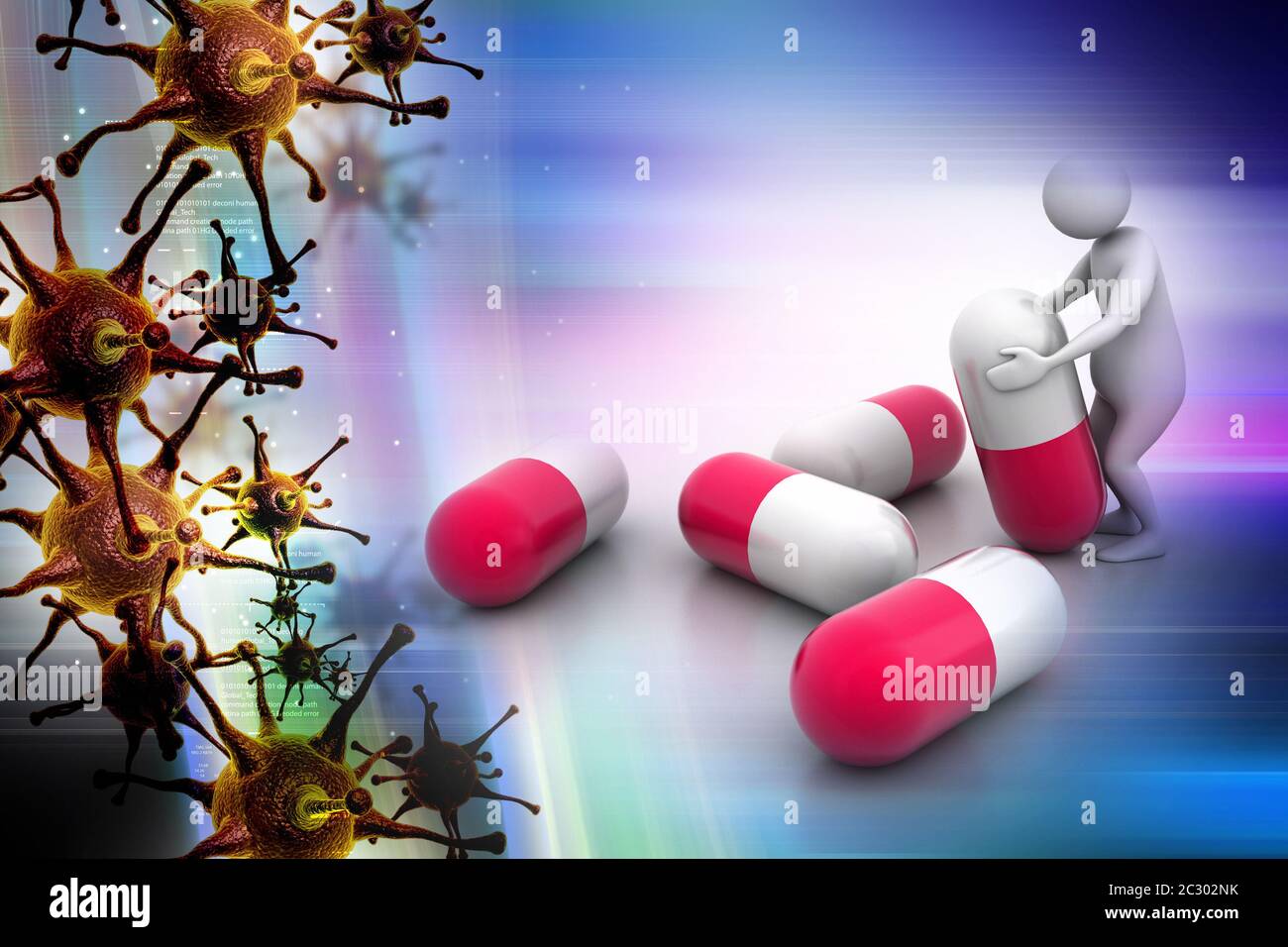 Capsule with man, medical concept Stock Photo - Alamy