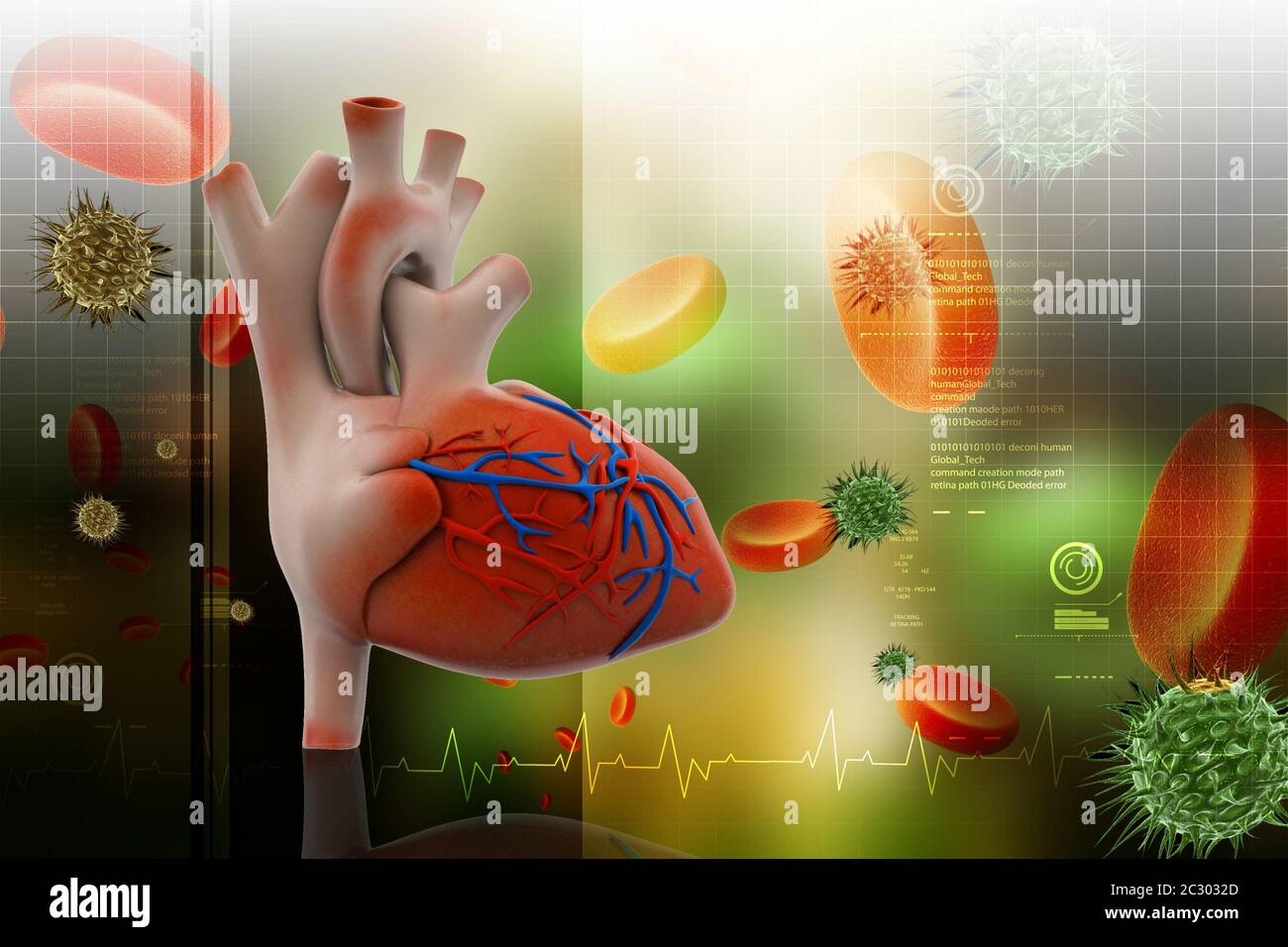 Human heart with platelets in color background Stock Photo - Alamy