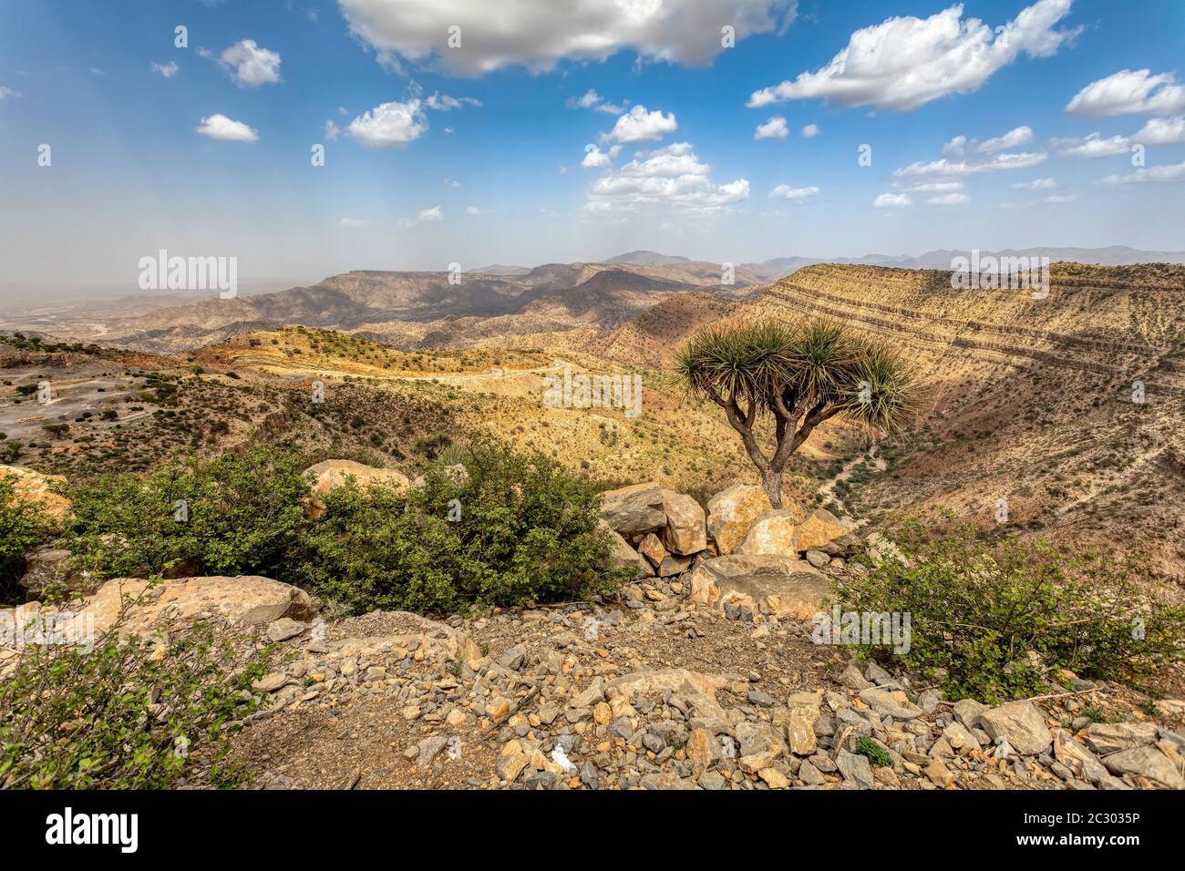 Beautiful highland landscape with valley. Afar region near city Mekelle ...