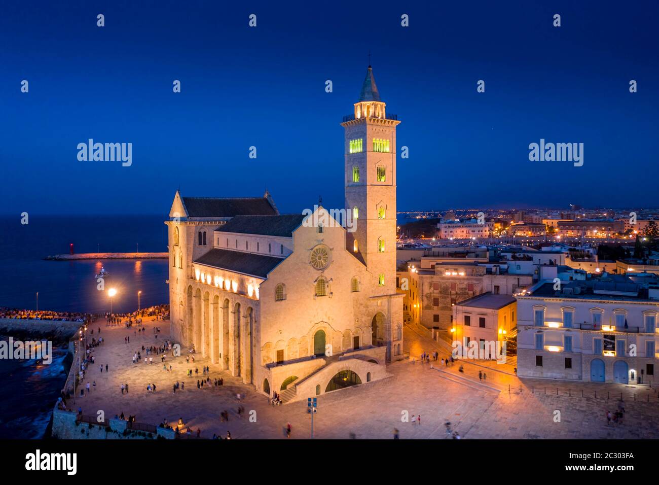 Aerial view, Italy, Southern Italy, Puglia, Trani, Cathedral of San ...