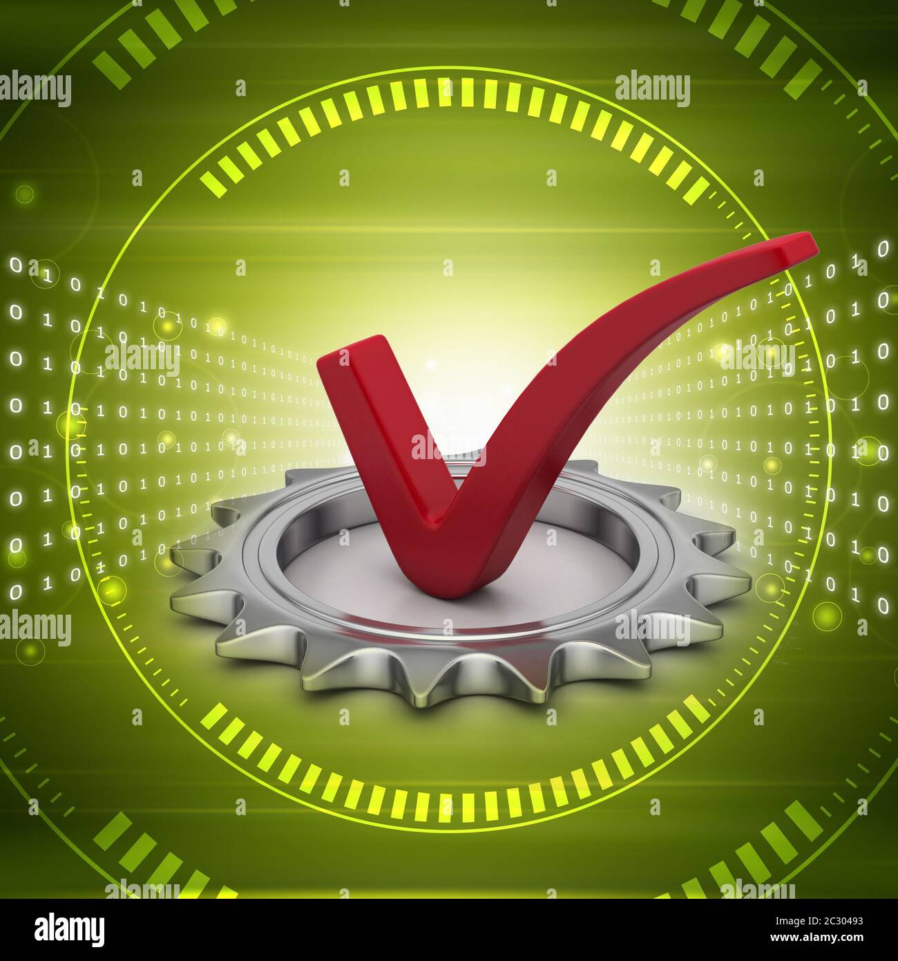 Gear wheel with check mark Stock Photo - Alamy