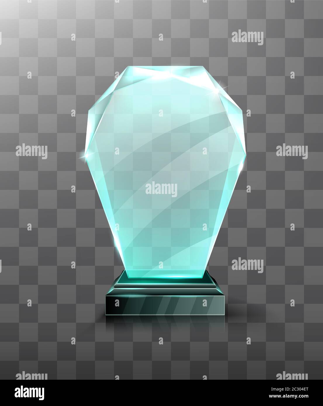 Glass trophy or winner award realistic vector illustration. Transparent ...