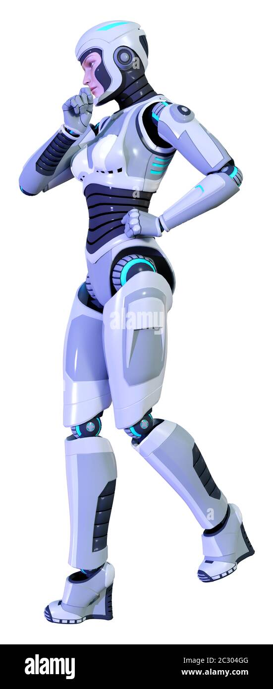 3D rendering of a female robot isolated on white background Stock Photo ...