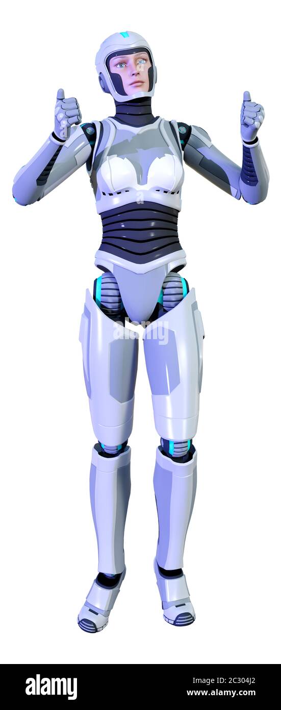 3D rendering of a female robot isolated on white background Stock Photo ...