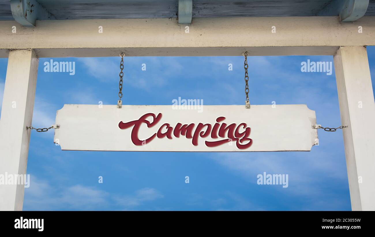 Street Sign to Camping Stock Photo - Alamy