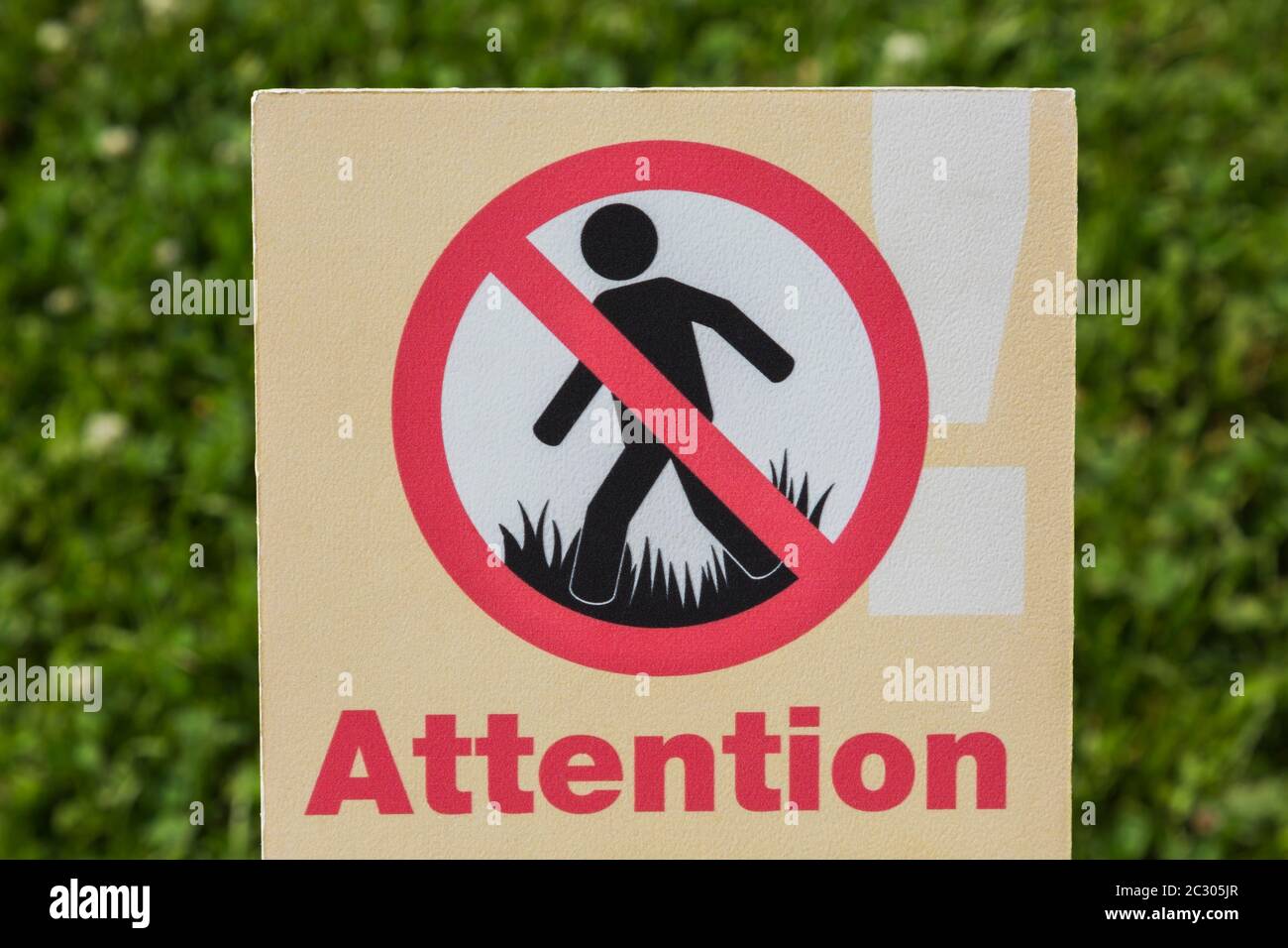 Do not walk on grass, prohibition sign on green grass, pictogram ...