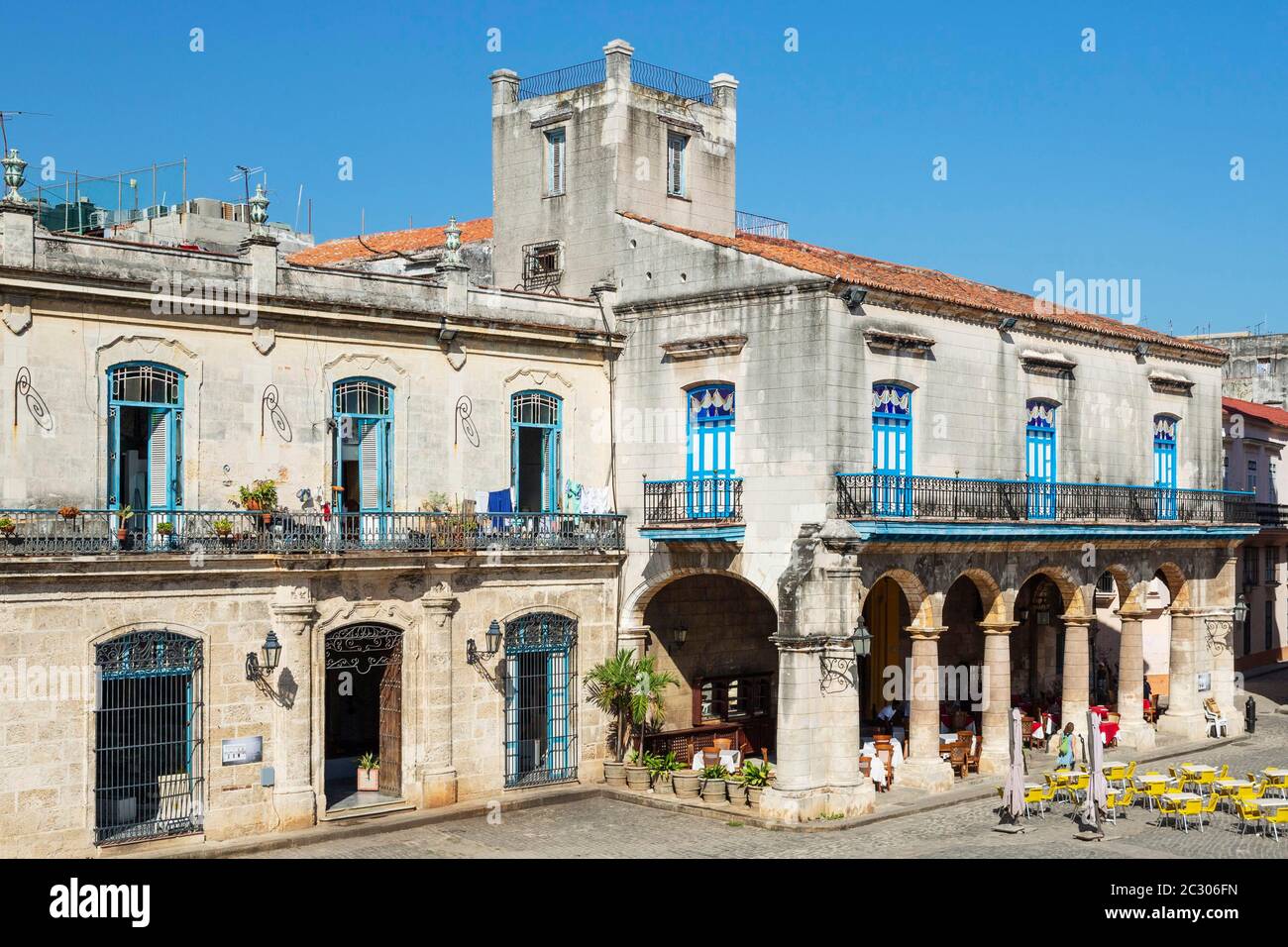 Plaza de la catedral with its restored aristocratic residences hi-res ...