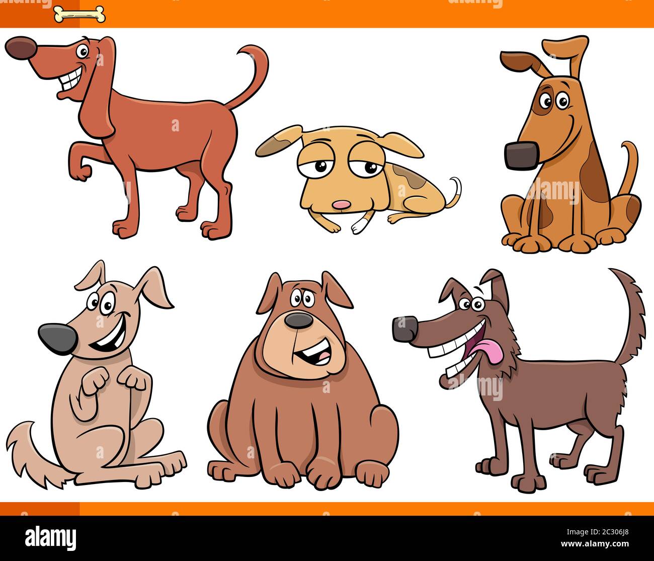 dogs and puppies comic characters set Stock Photo - Alamy