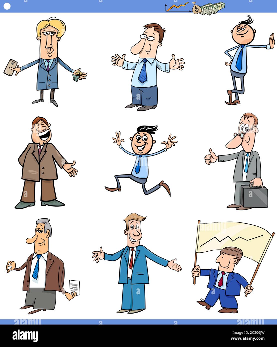 cartoon set of businessmen or men characters Stock Photo - Alamy