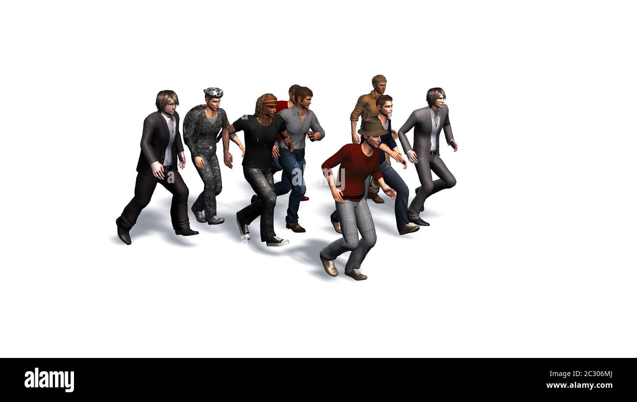Group of men running Stock Photo - Alamy