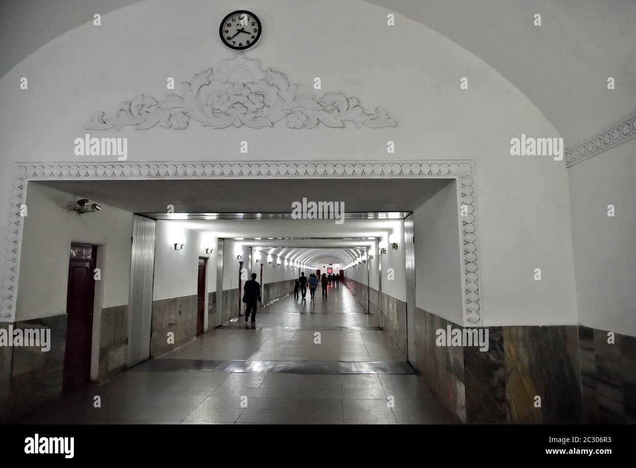 Pyongyang, North Korea - May 1, 2019: People in subway underpass of the ...