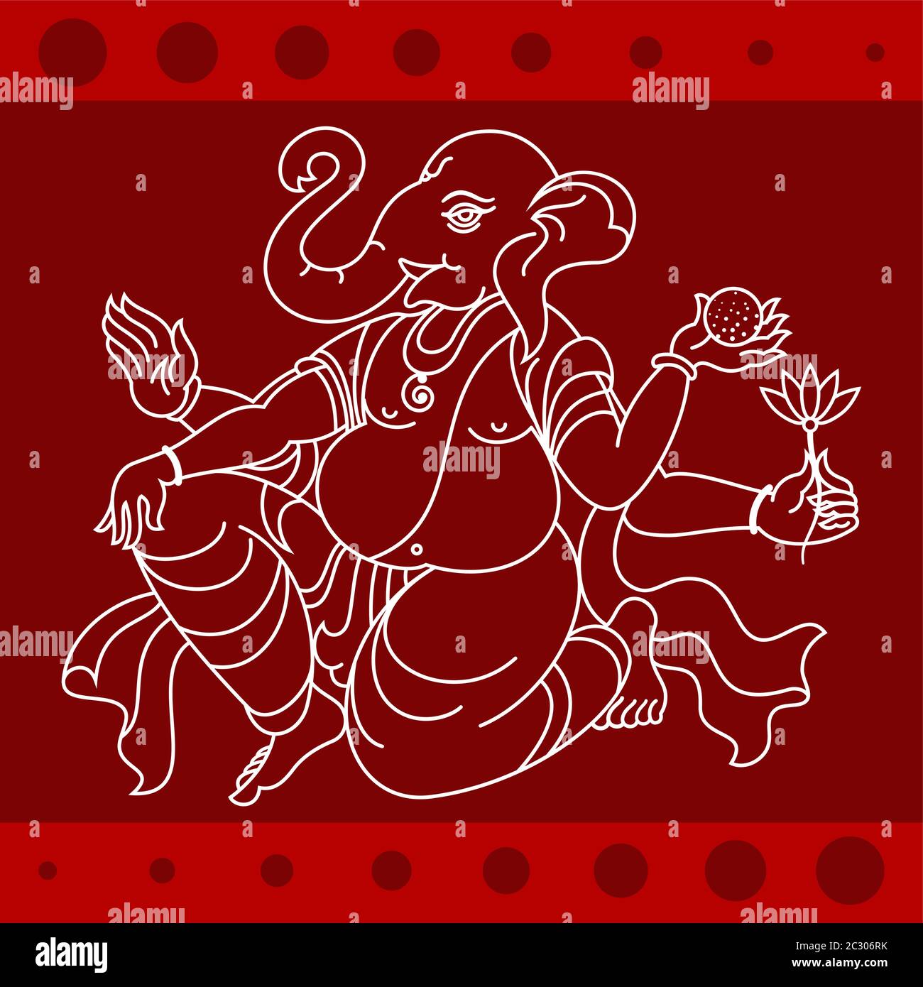 Ganesha The Elephant God Of Hindu Religion Vector Art Illustration ...