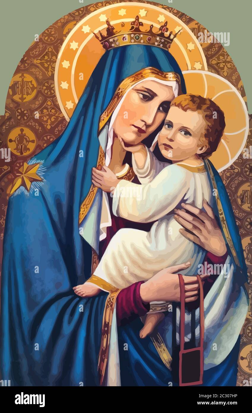 mary nazareth orthodox church baby jesus theotokos holy illustration ...