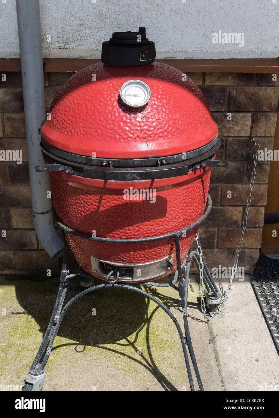 Ceramic grill - kamado barbecue stands on the street. Rosa Khutor Stock ...