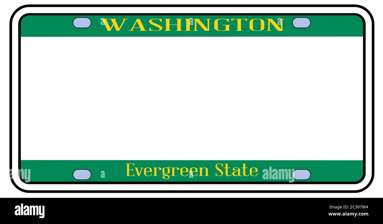 Blank Washington state license plate in the colors of the state flag ...