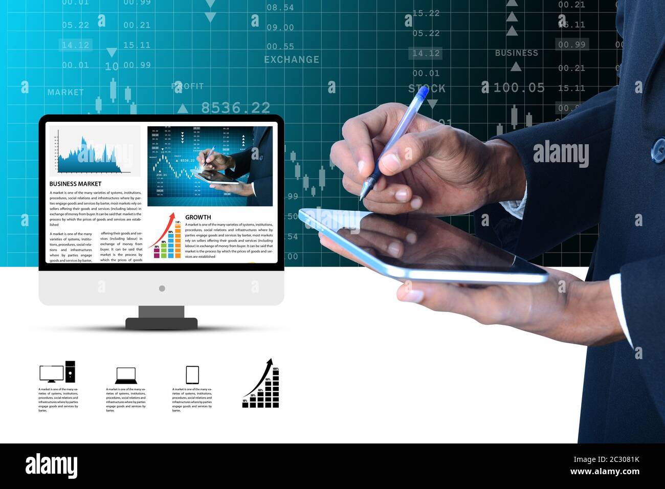 Business man makes financial assessment Stock Photo - Alamy