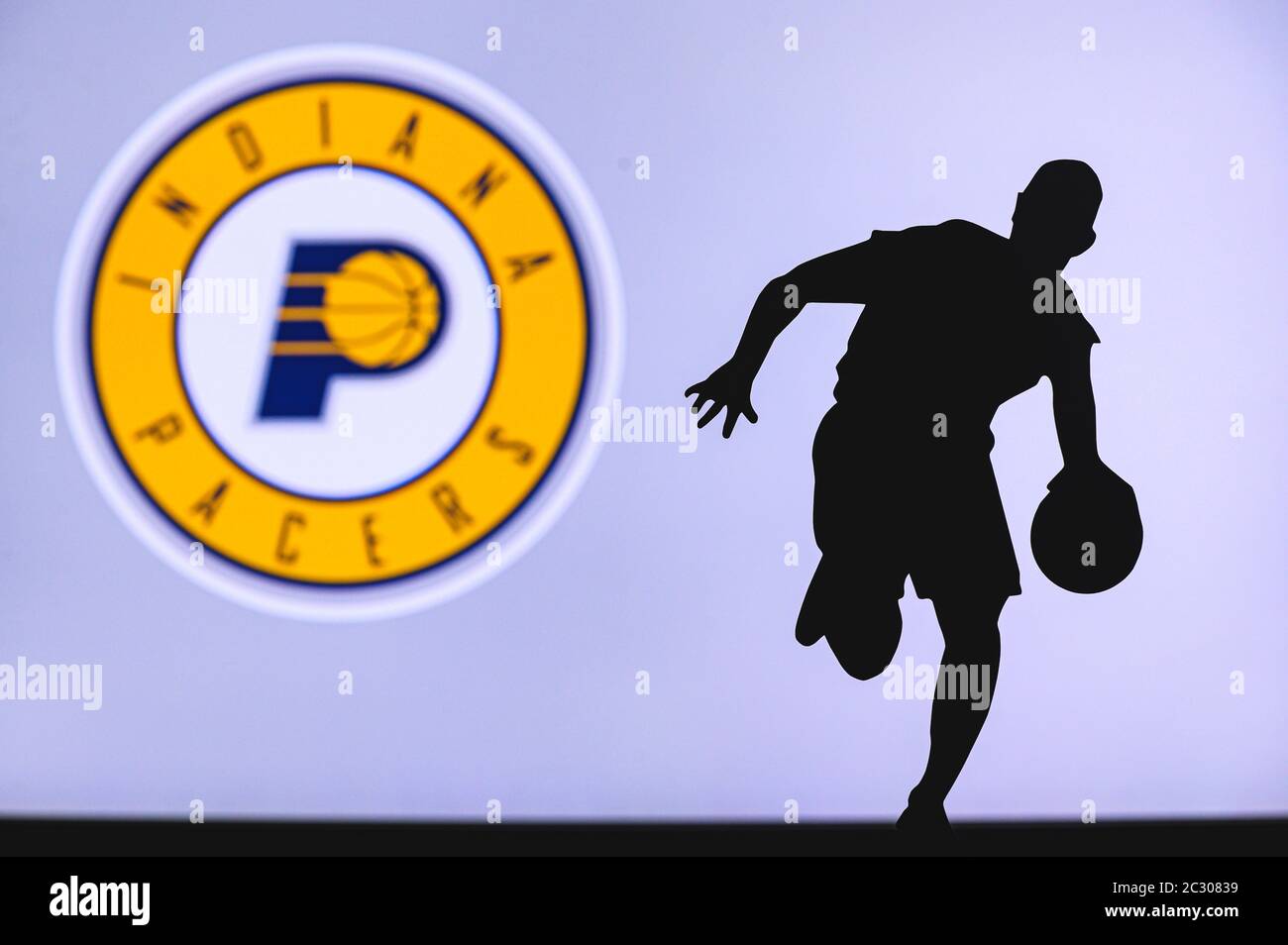 NEW YORK, USA, JUN 18, 2020: Indiana Pacers basketball club logo and ...