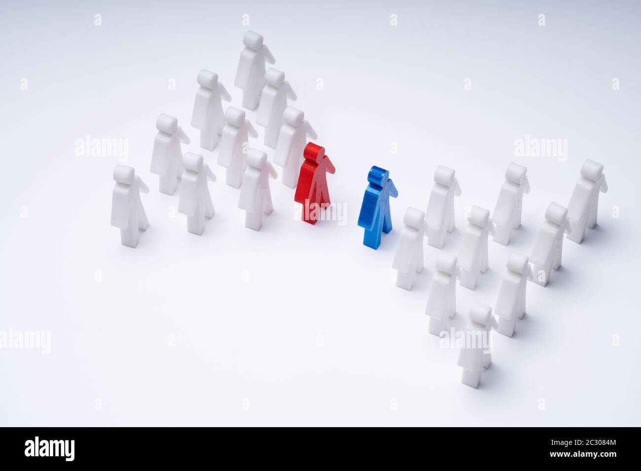 Two Groups Of Pawns Coming Together And Merging On Table Stock Photo ...