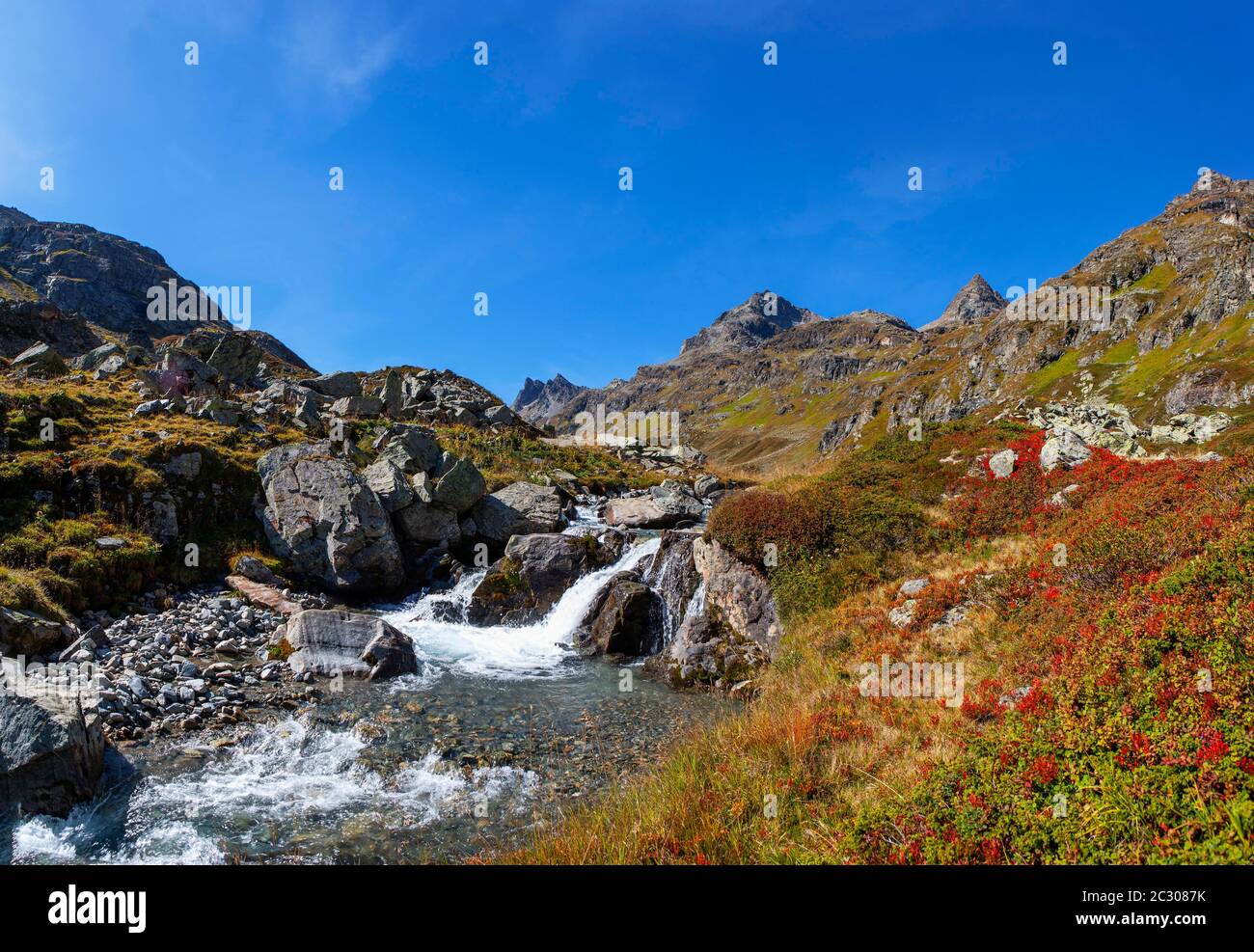 Hiking trail into the klostertal along the klostertaler bach hi-res ...
