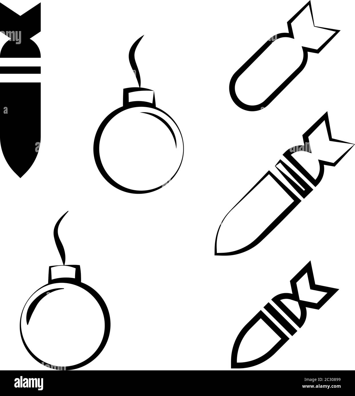 Bomb Icon Collection, Explosive Device Vector Art Illustration Stock ...