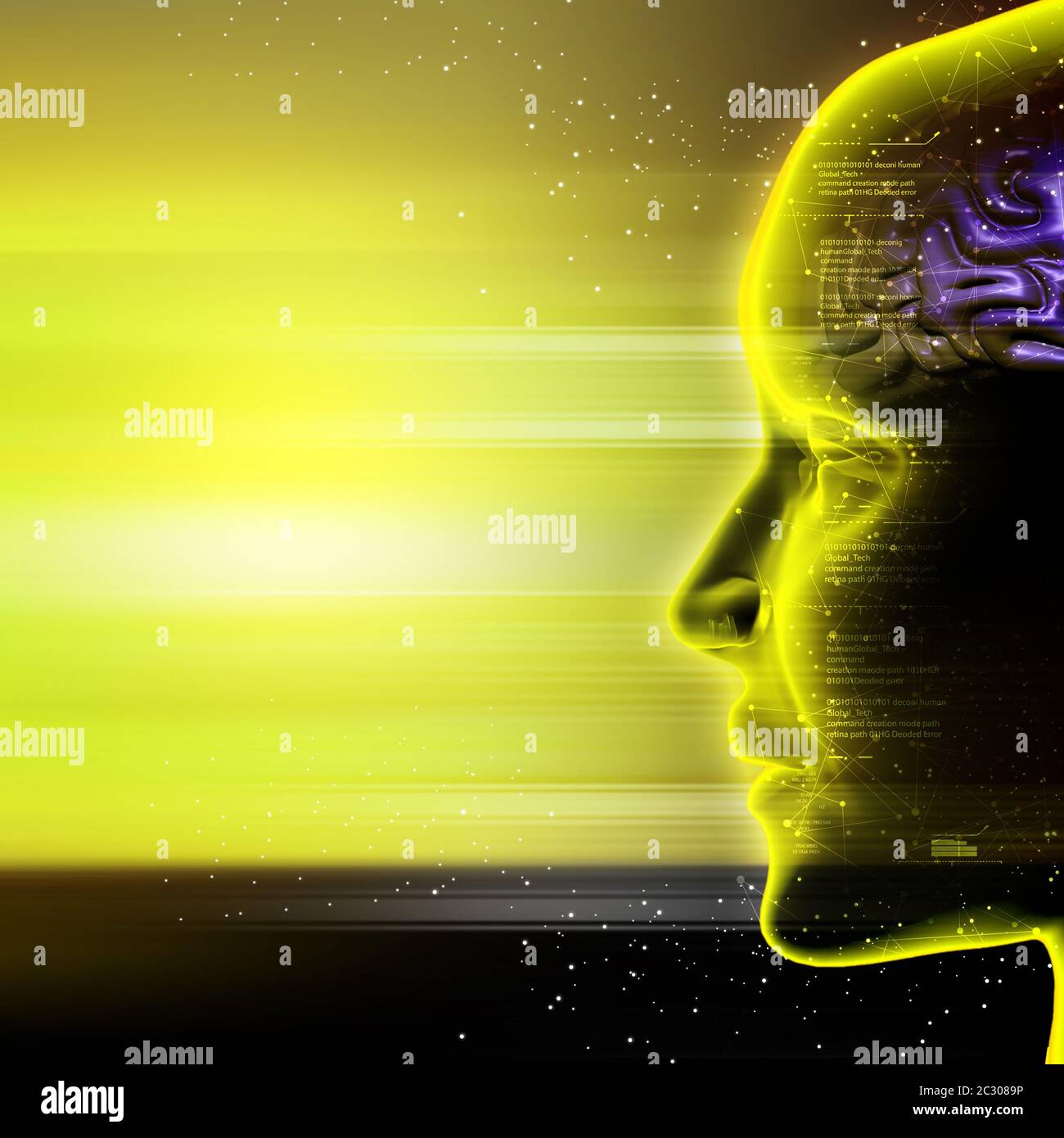 Man head with cosmic energy Stock Photo - Alamy