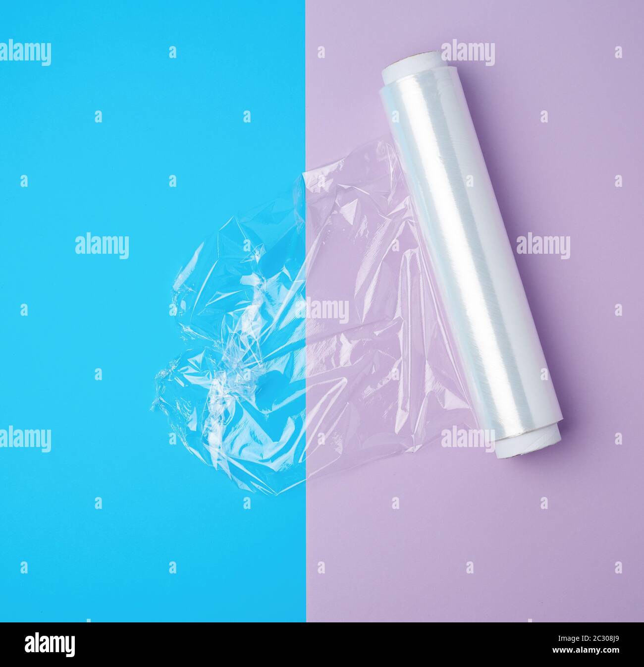 roll with transparent white polyethylene for wrapping products and ...