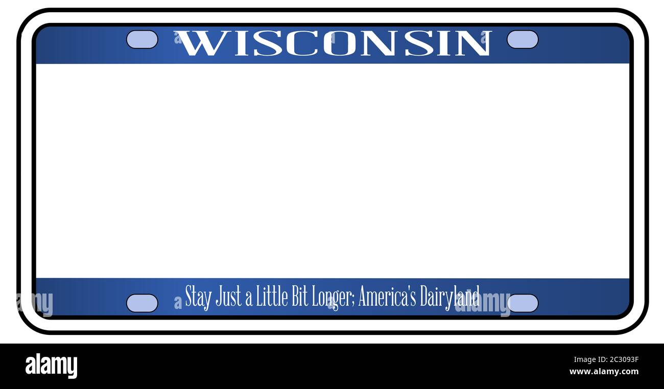 Blank Wisconsin state license plate in the colors of the state flag ...