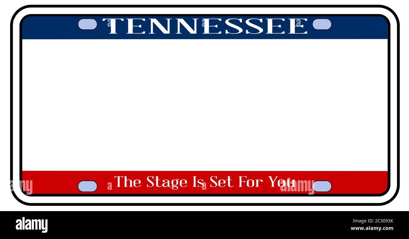Blank Tennessee state license plate in the colors of the state flag ...