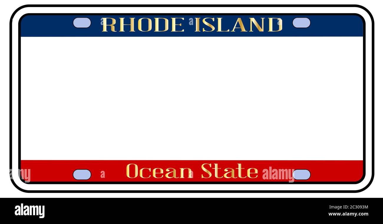 Blank Rhode Island state license plate in the colors of the state flag ...