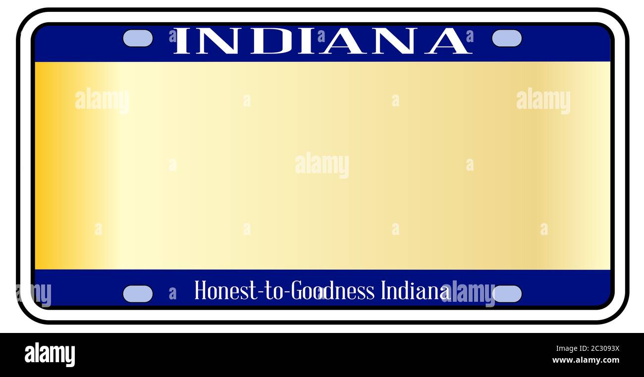 Blank Indiana state license plate in the colors of the state flag over ...