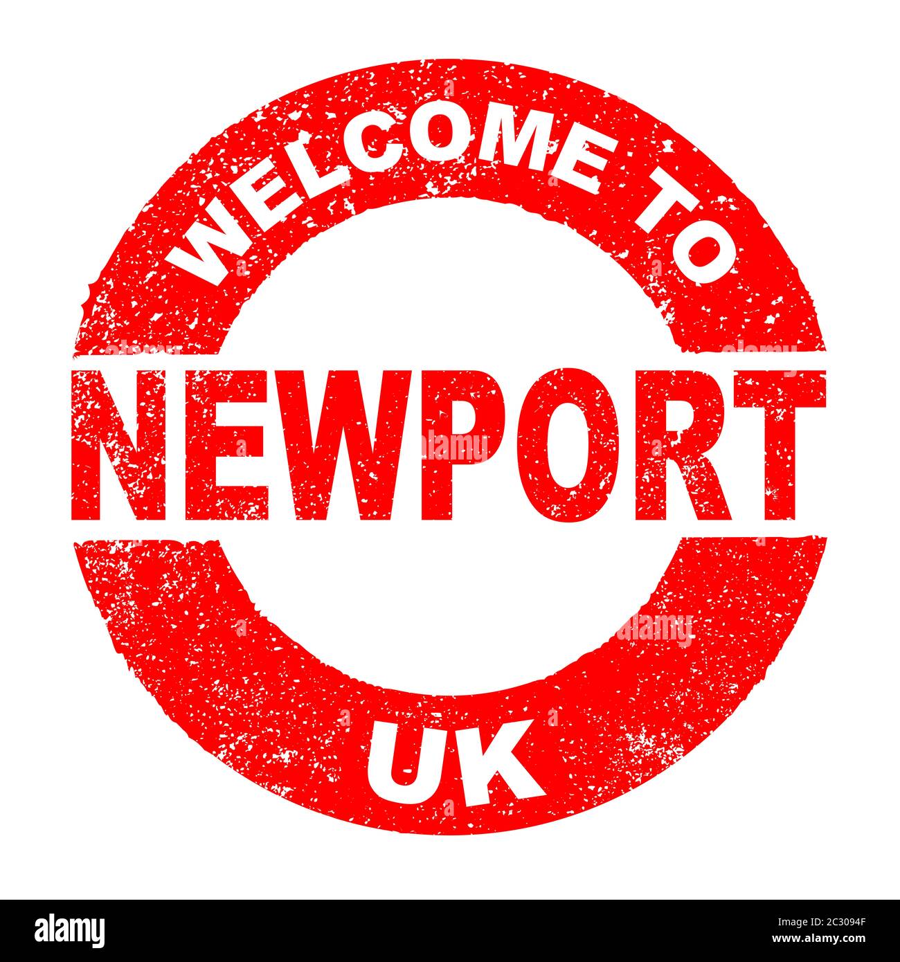 A grunge rubber ink stamp with the text Welcome To Newport UK over a ...