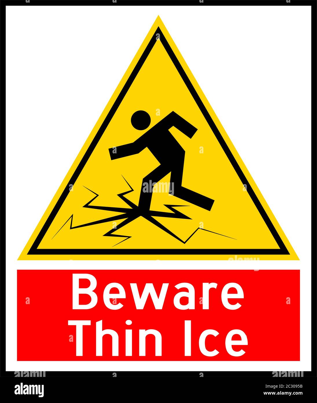 Beware Thin Ice Sign Vector Art Illustration Stock Vector Image & Art ...