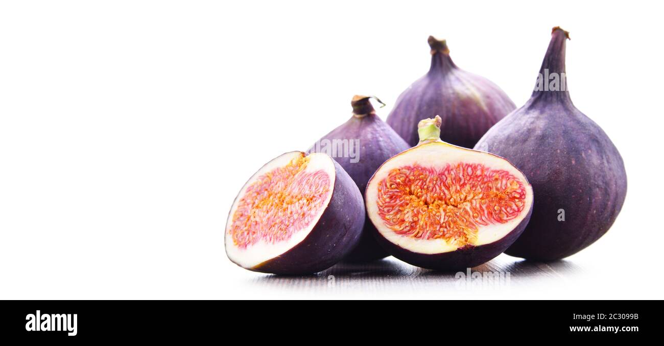 Composition with fresh figs isolated on white Stock Photo - Alamy