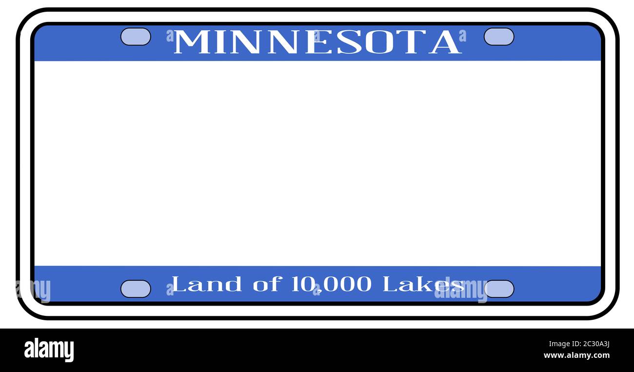 Blank Minnesota state license plate in the colors of the state flag ...