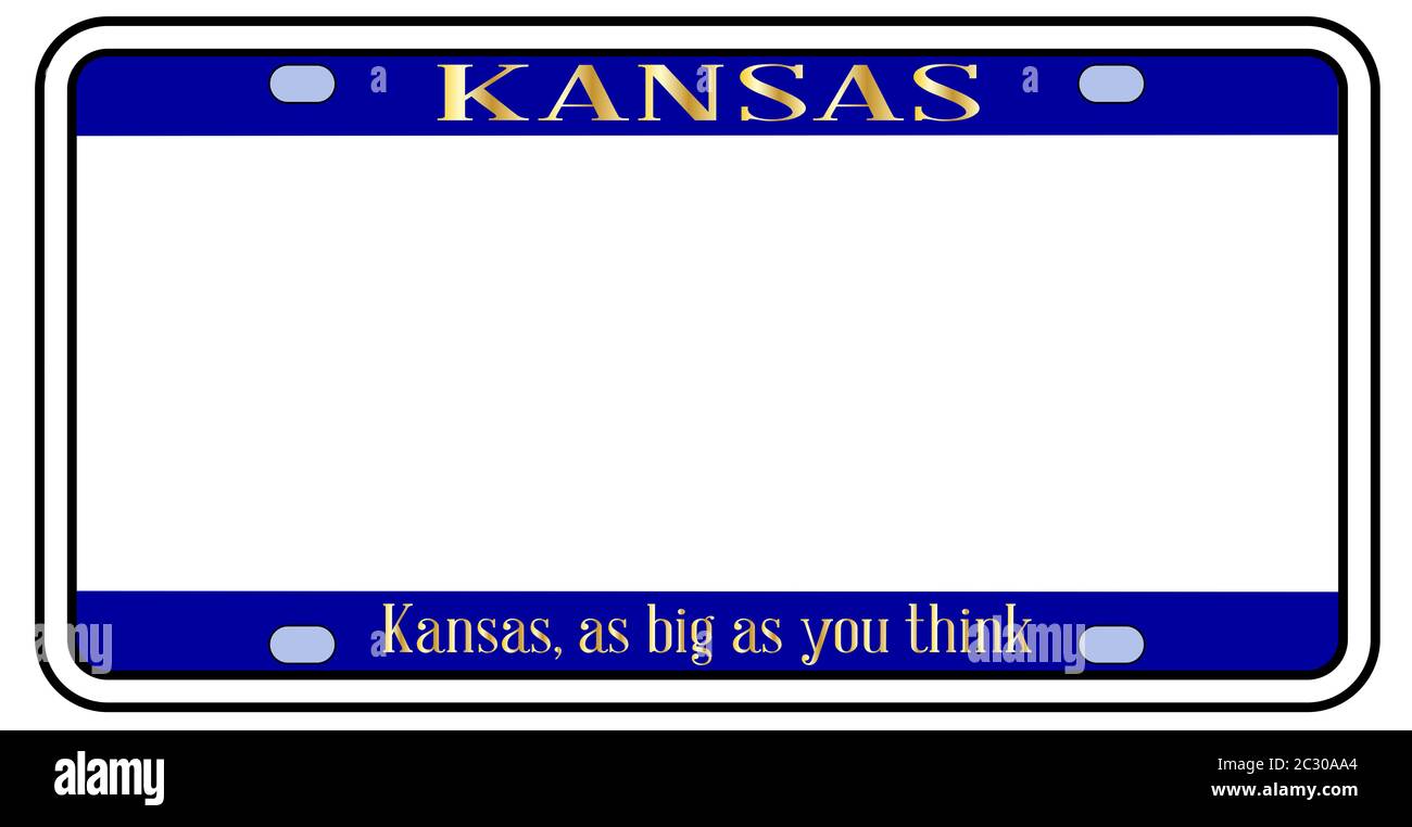 VBlank Kansas state license plate in the colors of the state flag over ...