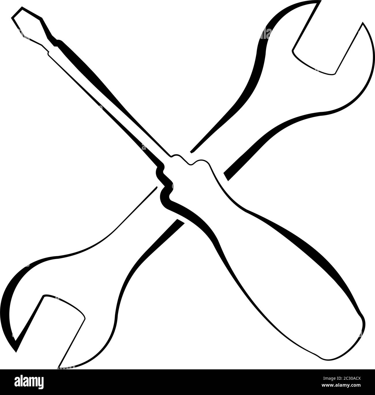 Screwdriver And Open End Wrench Vector Art Illustration Stock Vector ...