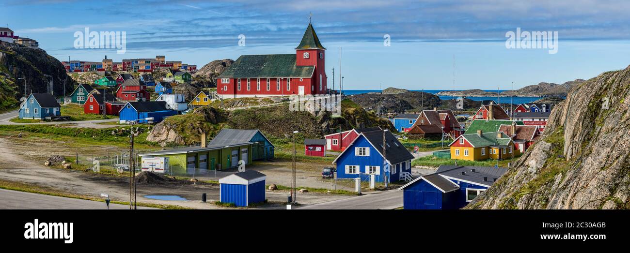 Panorama of Sisimiut village, Greenland Stock Photo - Alamy