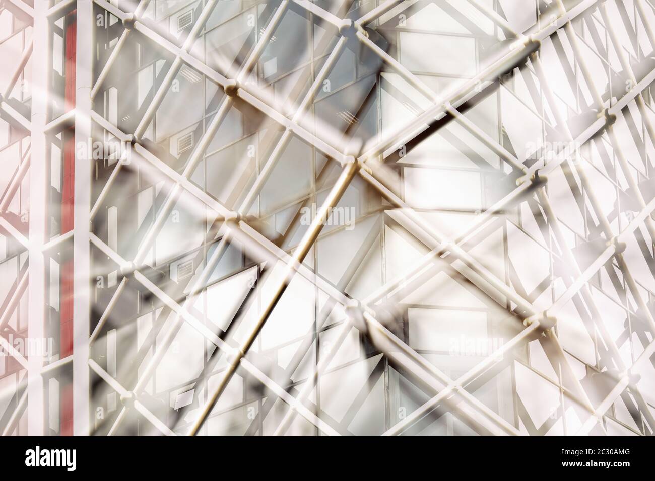 Architectural abstract. Modern building exterior with hazy coloured ...