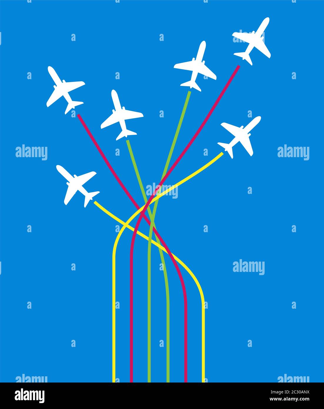 Airplane Flying Formation In Blue Sky, Air Show Display, The ...