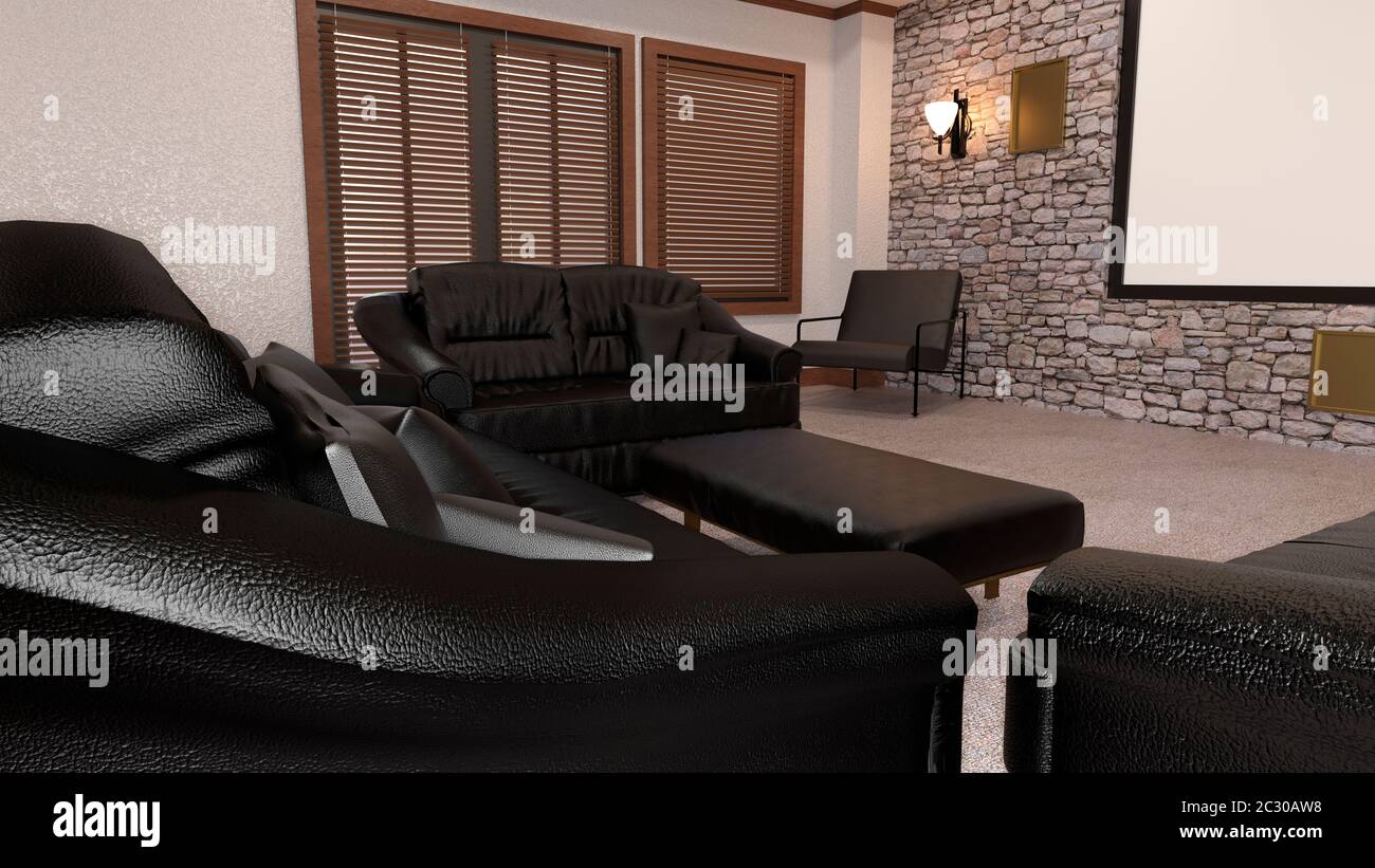 Luxury home movie theater screen hi-res stock photography and images - Alamy