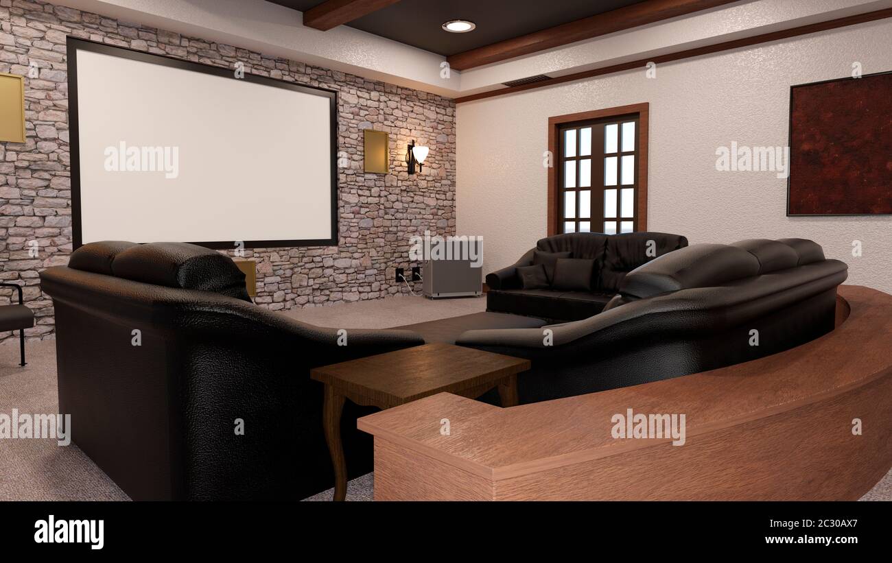 Luxury home movie theater screen hi-res stock photography and images - Alamy