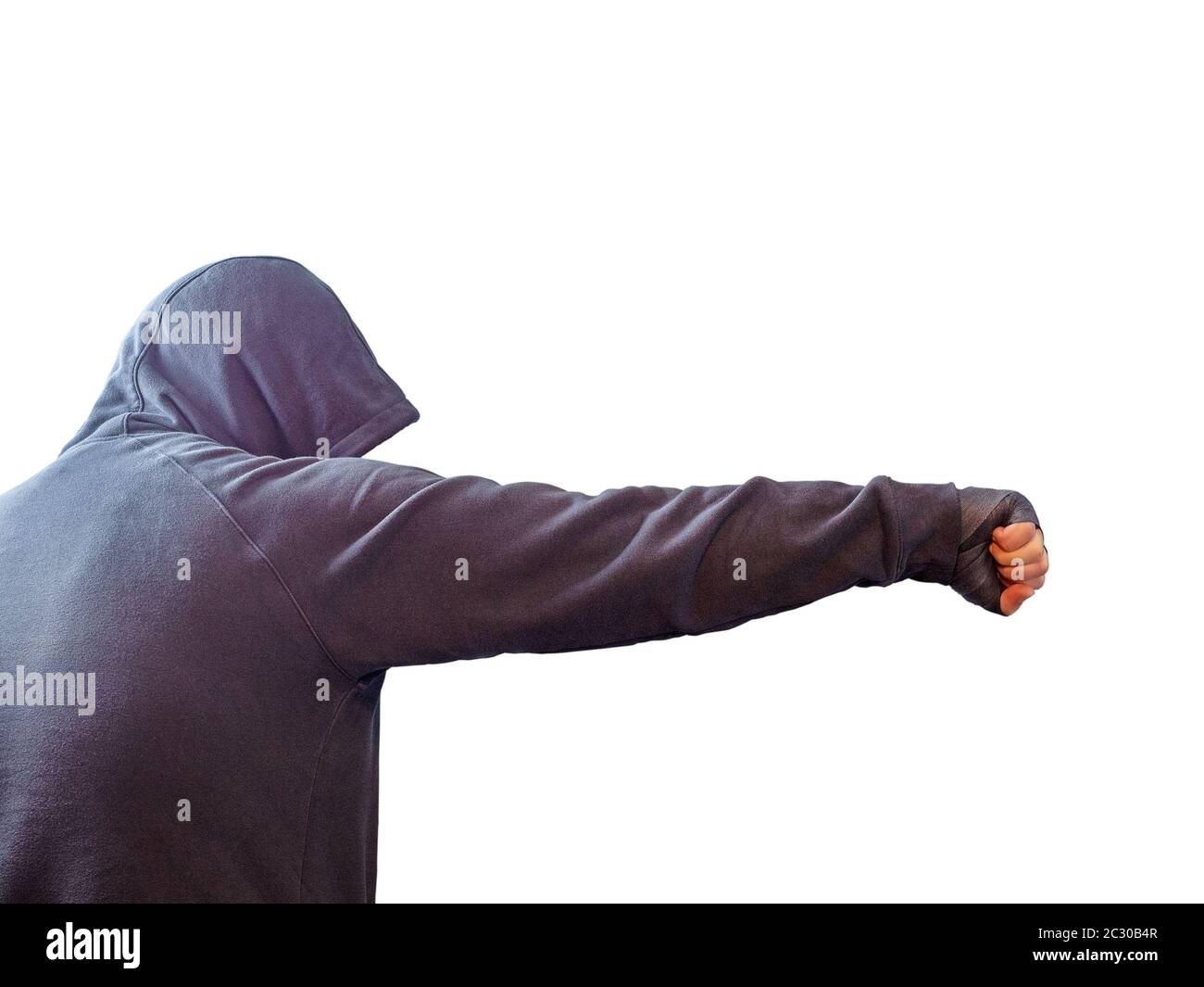 The man punch with his hand on a white background Stock Photo - Alamy