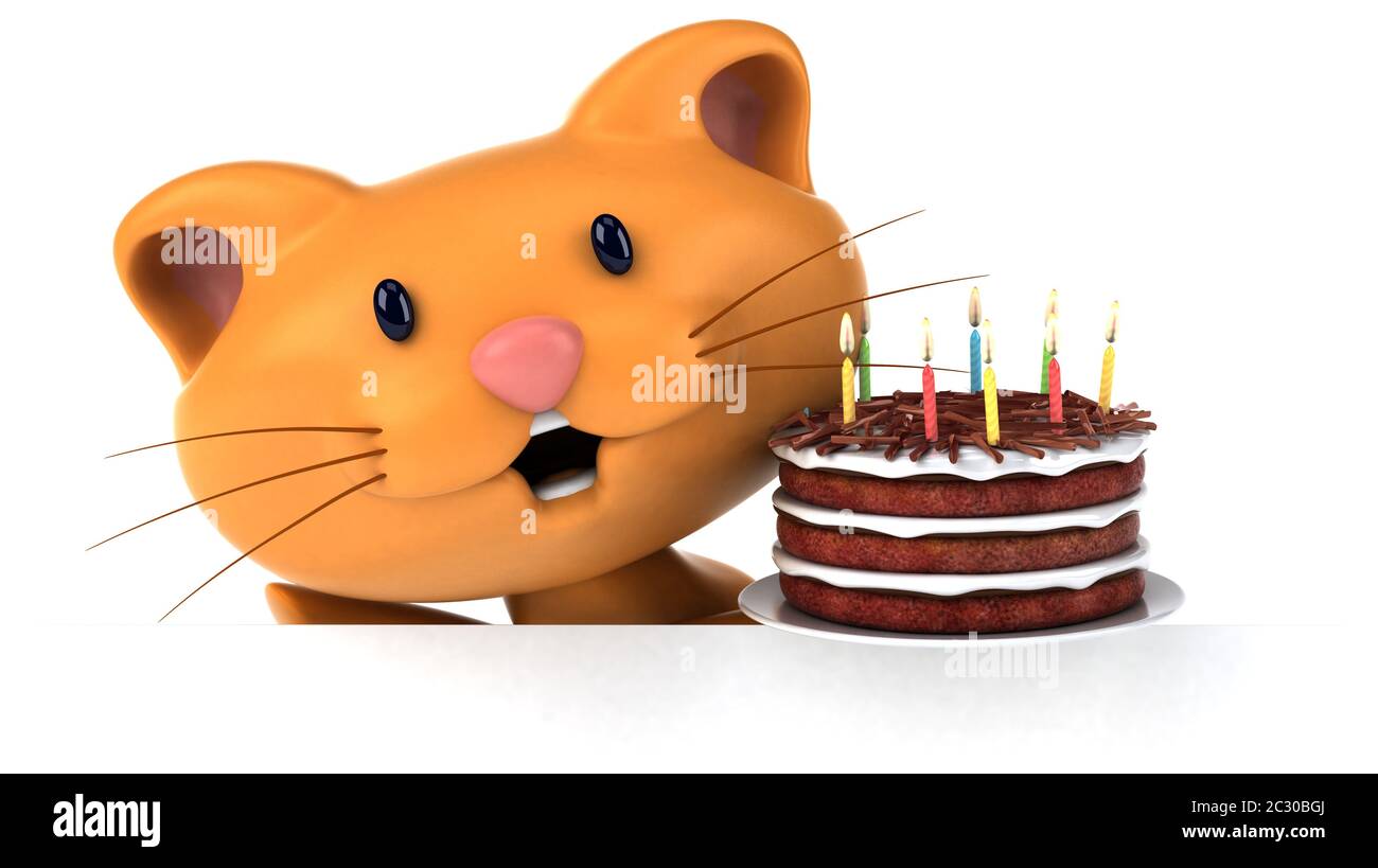 Fun cat - 3D Illustration Stock Photo - Alamy